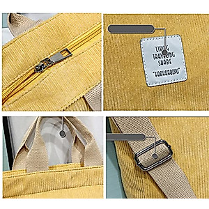 Women's Retro Large Size Canvas Shoulder Bag Corduroy Hobo Crossbody Handbag Casual Tote Purse