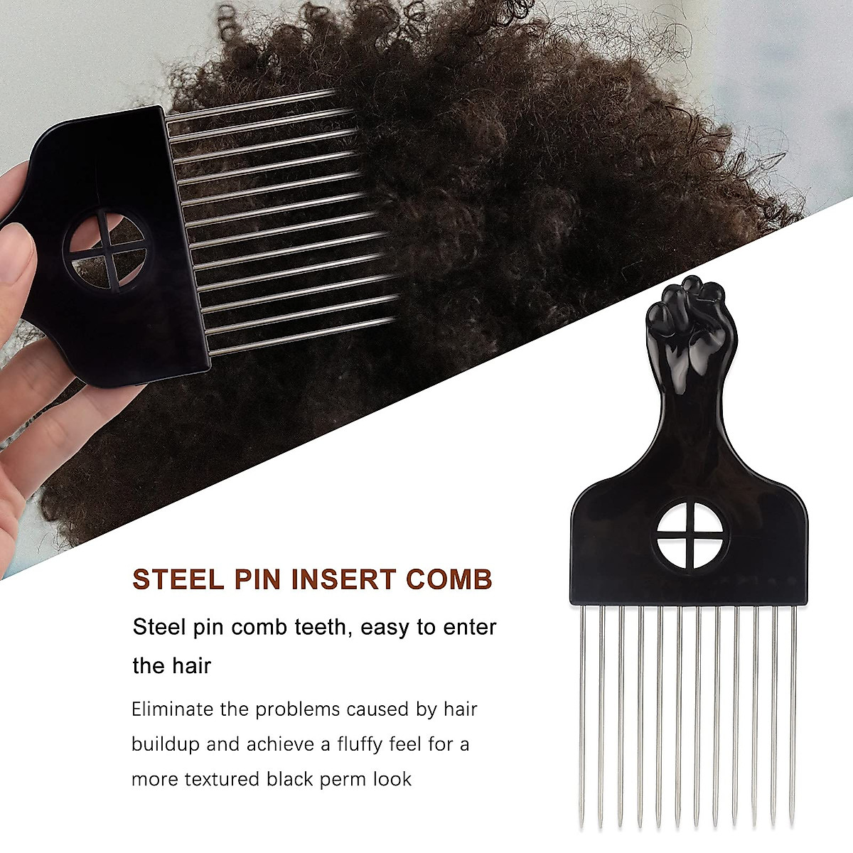 BIMIGET Hair Sponge Set (Black-A) - Magic Twist Curl Glove, Afro Brush, Metal Pick Comb for Styling