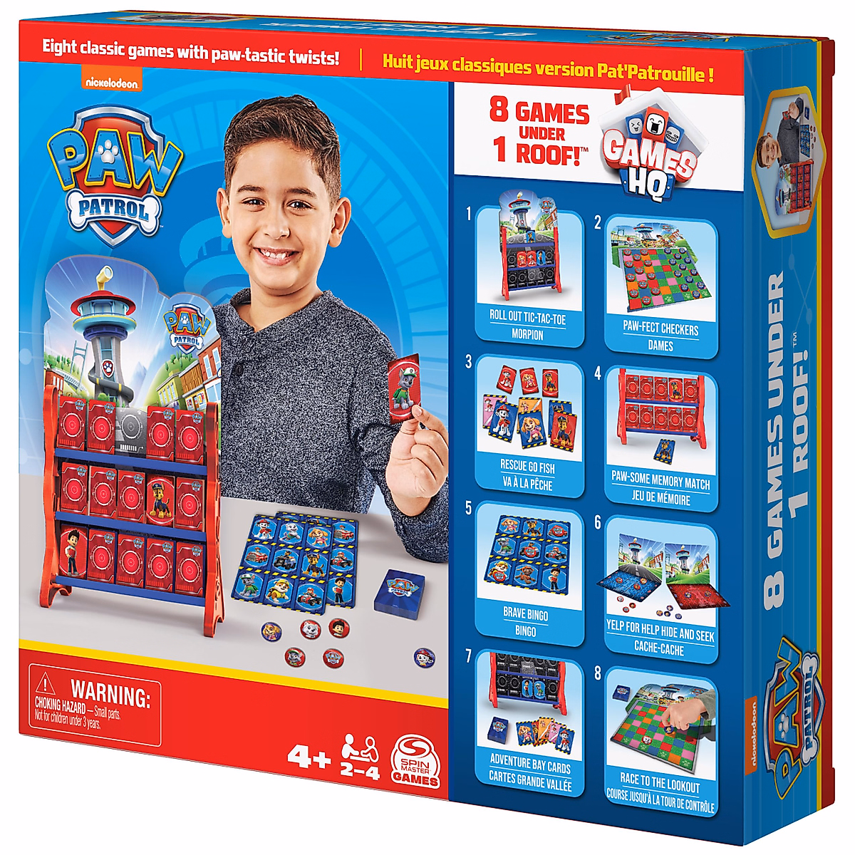 Spin Master Games PAW Patrol, Games HQ Board Games for Kids Checkers Tic Tac Toe Memory Match Bingo Go Fish Card Games PAW Patrol Toys, for Preschoolers Ages 4 and up
