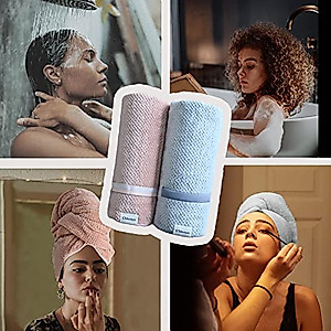 Chloven 2 Pack Extra Large Microfiber Hair Towel Wrap for Women,43 inch X 24 inch Anti Frizz Hair Drying Towel with Elastic Strap,Hair Wrap Towels Absorbent Quick Dry Hair Turbans for Drying Long Hair