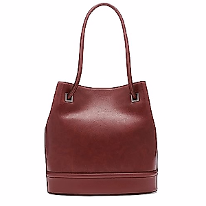 Calvin Klein Women's Ash Tote Bag – North/South, Vegan Leather, 2 Pockets, Deep Rouge, One Size
