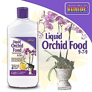 Bonide Liquid Orchid Food 9-7-9, 8 oz Concentrate Liquid Fertilizer for Strong Roots & Blooms, Use When Watering