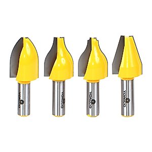 YONICO Raised Panel Cabinet Door Router Bits Vertical Set 4 Bit 1/2-Inch Shank 12404