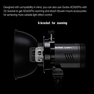 Godox AD300 Pro Outdoor Flash Strobe, 300Ws 2.4G TTL Flash Monolight, 1/8000 HSS, 2600mAh Lithium Battery, 12W Bi-Color LED Modeling Light for Wedding Portrait Studio Photography