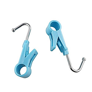 HSCGIN 4pcs Laundry Hooks with Clips 67mm Blue Hanger Closet Organizer Clamps for Bathroom Wardrobe Kitchen
