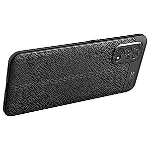 GUOQING for Oppo Realme 7 Pro Case,Shockproof High Impact Tough Rubber Rugged Hybrid Case Protective Anti-Shock Shatter-Resistant Mobile Phone CaseLeather Texture (Color : Black)