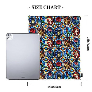 Bihoa Beauty and Beast Fairytale Glass Drawstring Backpack for Men Kids String Bag Sackpack Water Resistant Women Hiking Yoga Travel Beach