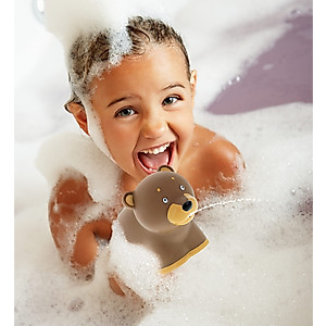 DolliBu Brown Bear Bath Buddy Squirter - Floating Brown Bear Rubber Bath Toy, Fun Water Squirting Bathtime Play For Toddlers Cute & Soft Wild Life Animal Toy For Bathtub, Beach & Pool for Girls & Boys