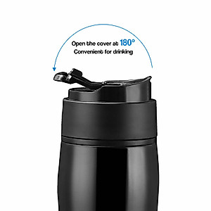 KATOHEKI Portable French Press Coffee Maker Stainless Steel Vacuum Insulated For Coffee/Tea Outdoor Car Travel Cup Coffee Mug, 350ML/12OZ, Black