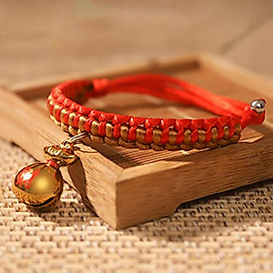 Ipetboom 2pcs Dog Cat Bell Collar Pet Neck Collar with Bell Adjustable Red String Leash Collar for Cats Kitten Puppy Small Medium Dogs