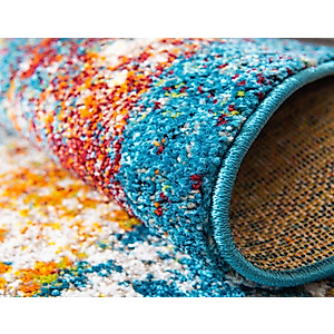 Unique Loom Rosso Collection Traditional, Medallion, Distressed, Bohemian, Vintage, Southwestern Area Rug, 5 ft x 8 ft, Multi/Blue