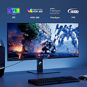 INNOCN 40C1R Ultrawide Monitor 40" WQHD 3440 x 1440p 144Hz Monitor AMD FreeSync Premium HDR400 21:9 Computer Gaming Monitor 95% DCI-P3 500Nits IPS USB Type-C HDMI Tilt/Height Adjustable, Mountable