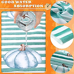 Peryiter 4 Pcs Valentine's Day Kitchen Towels Sets Hello Valentine Dish Towels, 16 x 24'' Gnomes Hearts Hand Towels Absorbent Fast Drying Cloth Tea Towels for Anniversary Wedding (Teal, Striped)