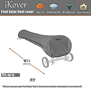 HWmatyCover Swimming Pool Solar Reel Cover for Pools Reel up to 16Ft Wide -Heavy Duty Waterproof Pool Solar Blanket Reel Cover- Provide a Great Fit and All Weather Protection(Grey)