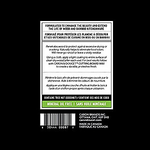 Caron & Doucet - Cutting Board & Butcher Block Conditioning Oil & Wood Finishing Wax Bundle | 100% Plant-Based & Vegan, Best for Wood & Bamboo Conditioning & Sealing | Does NOT Contain Mineral Oil!