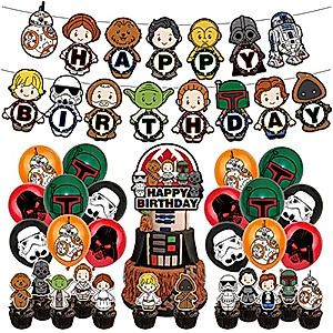 Star wars Birthday Party Supplies, Star wars Party Decorations Included Birthday banner, Cake Topper, Cupcake Topper, Balloon