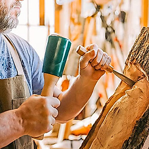 Schaaf Wood Carving Tools 15oz Small Wooden Mallet | Wood Tools Woodworking | Wood Hammer | Comfortable Handle Reduces Hand Fatigue | Urethane Reducer Noise, Absorbs Force to Protect Woodworking Tools