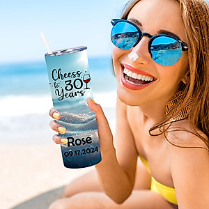 Custom Beach Tumblers for Women Cute Girl's Trip Cups Tumbler Personalized Insulated Tumbler Cup with Lid Straw for Friends Girls Trip Favor Gifts 2025 Bachelorette Trip Gift Family Vacation Cups