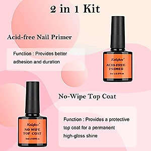 Acrylic Nail Kit with Nail Primer and Top Coat, Polymer Colored Acrylic Nail Powder for Acrylic Nail Extension Carving