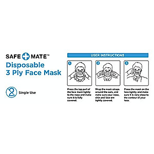 Case-Mate Disposable 3 Ply Face Mask, 50 Count (Pack of 1)