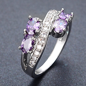 Set Fine Luxury Ring Spinel Sparkling Jewelry for Women Blue Delicate Set Jewelry Rings Costume Jewelry Rings (Purple, 08)