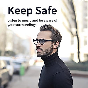 Wireless Air Conduction Headphones, Painless Ultra-Lightweight Bluetooth 5.0 Sport Earphones, Built-in Mic Open-Ear Headsets IPX4 Waterproof for Running, Hiking AS6 (Black)