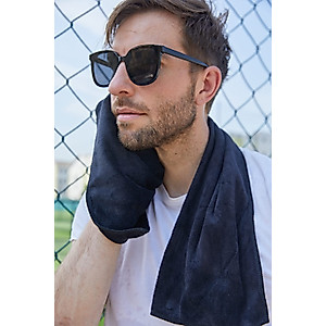 HOPESHINE Home Gyms Towel for Men Women Microfiber Gym Towels Cycling Workout Sweat Towel Set Quick Dry Exercise Sports Travel Towel Fast Drying 2-Pack (Black + Grey)