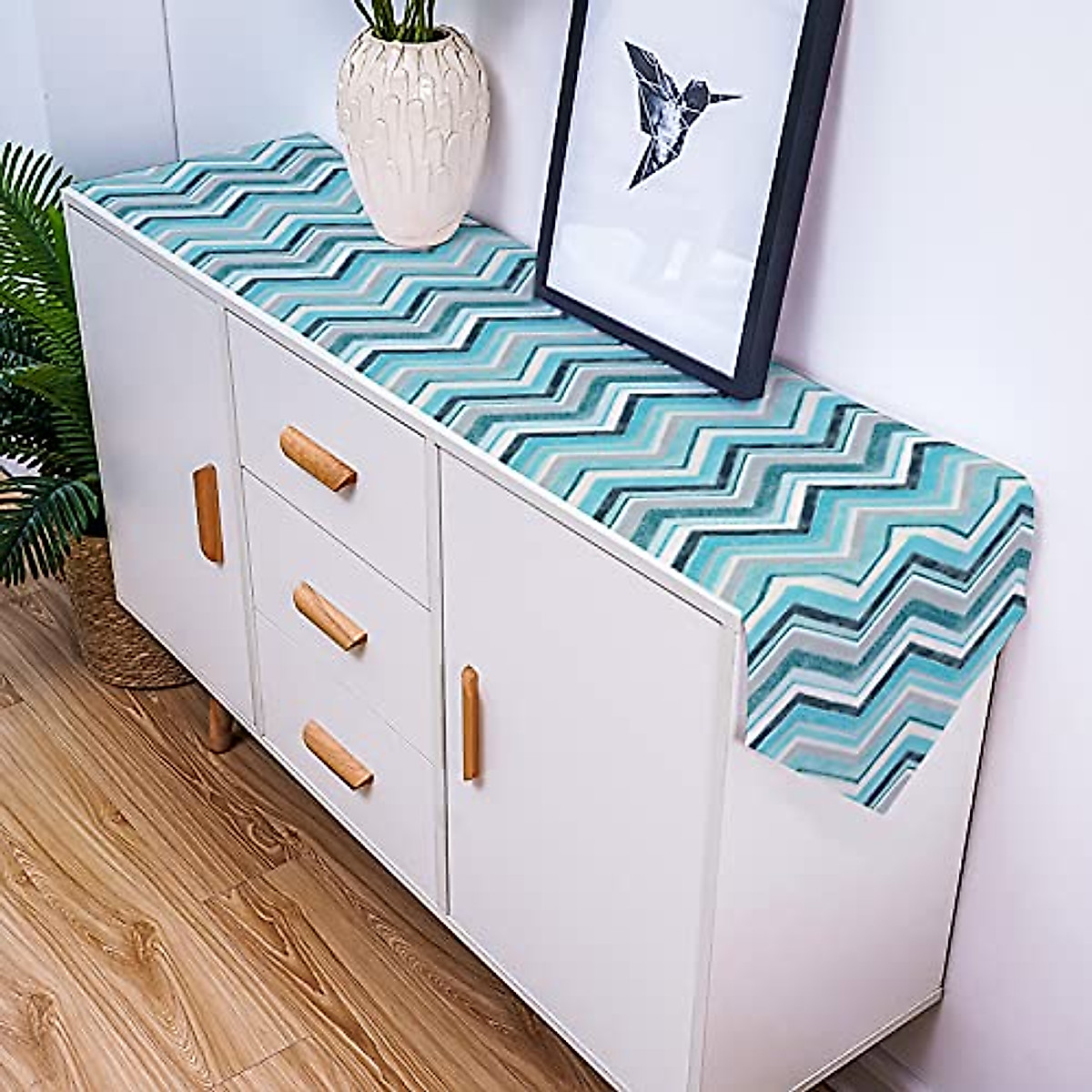Big buy store Table Runner Zig Zag Chevron Wave Stripe Cotton Line Table Covers for Dinner Kitchen Wedding Indoor and Outdoor Parties Turquoise Nordic Style Table Setting Decor -13 x 72 inch