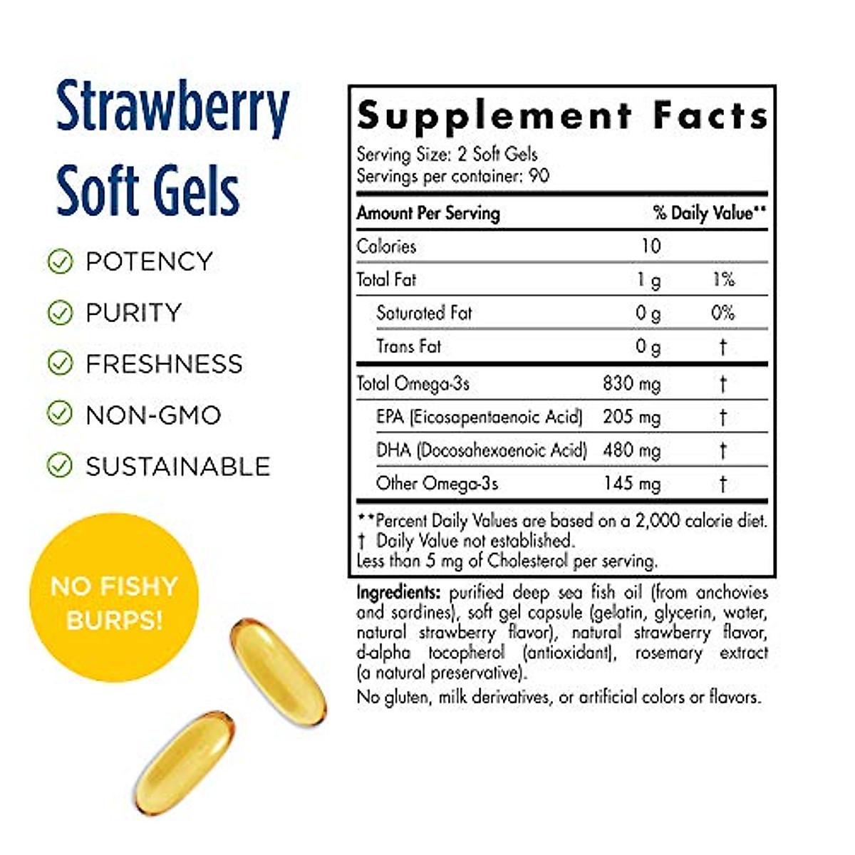 Nordic Naturals DHA, Strawberry - 180 Soft Gels - 830 mg Omega-3 - High-Intensity DHA Formula for Brain & Nervous System Support - Non-GMO - 90 Servings