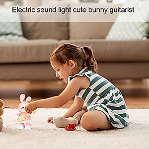 jerss Dancing Bunny Model ABS Robot Exquisite Dancing Bunny Model Electric Sound for Kids Party (Pink)