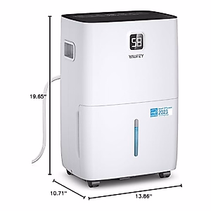 Yaufey 80 Pints Energy Star Dehumidifier for Home, Basement and Large Room up to 5000 Sq. Ft., with Drain Hose, Timer, Intelligent Humidity Control and Large Water Tank