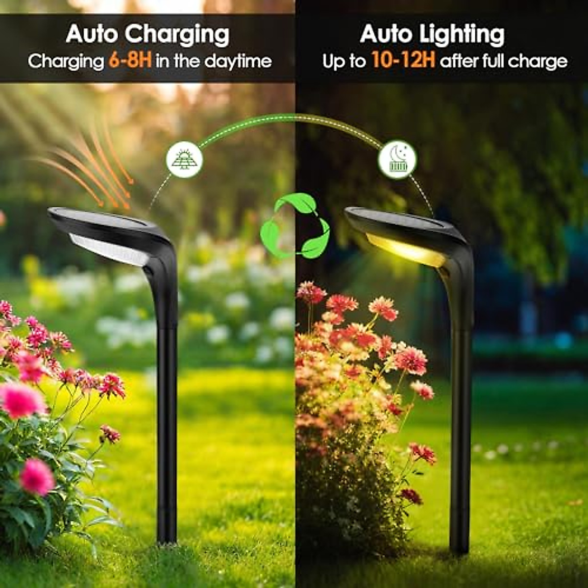 Jvgoo Solar Pathway Lights Color Changing, Upgraded 9 Lighting Modes Solar Garden Lights Outdoor Waterproof, Auto On/Off LED Bright Lights for Halloween Christmas Yard Patio Lawn, 4 Pack