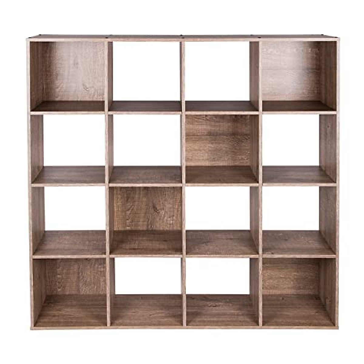 PACHIRA E-Commerce US 16 Cube Wooden Storage Organizer Bookcase, Bookshelf System Display Compartments, Sturdy Room Cube, Toy Storage Shelf, Rustic Brown Oak