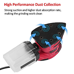 Detail Sander, 13,000 OPM Hand Electric Sander with 20PCS Sanderpapers, 220W Compact Power Sander Includes Dust Collector, for Woodworking Sanding, Polishing