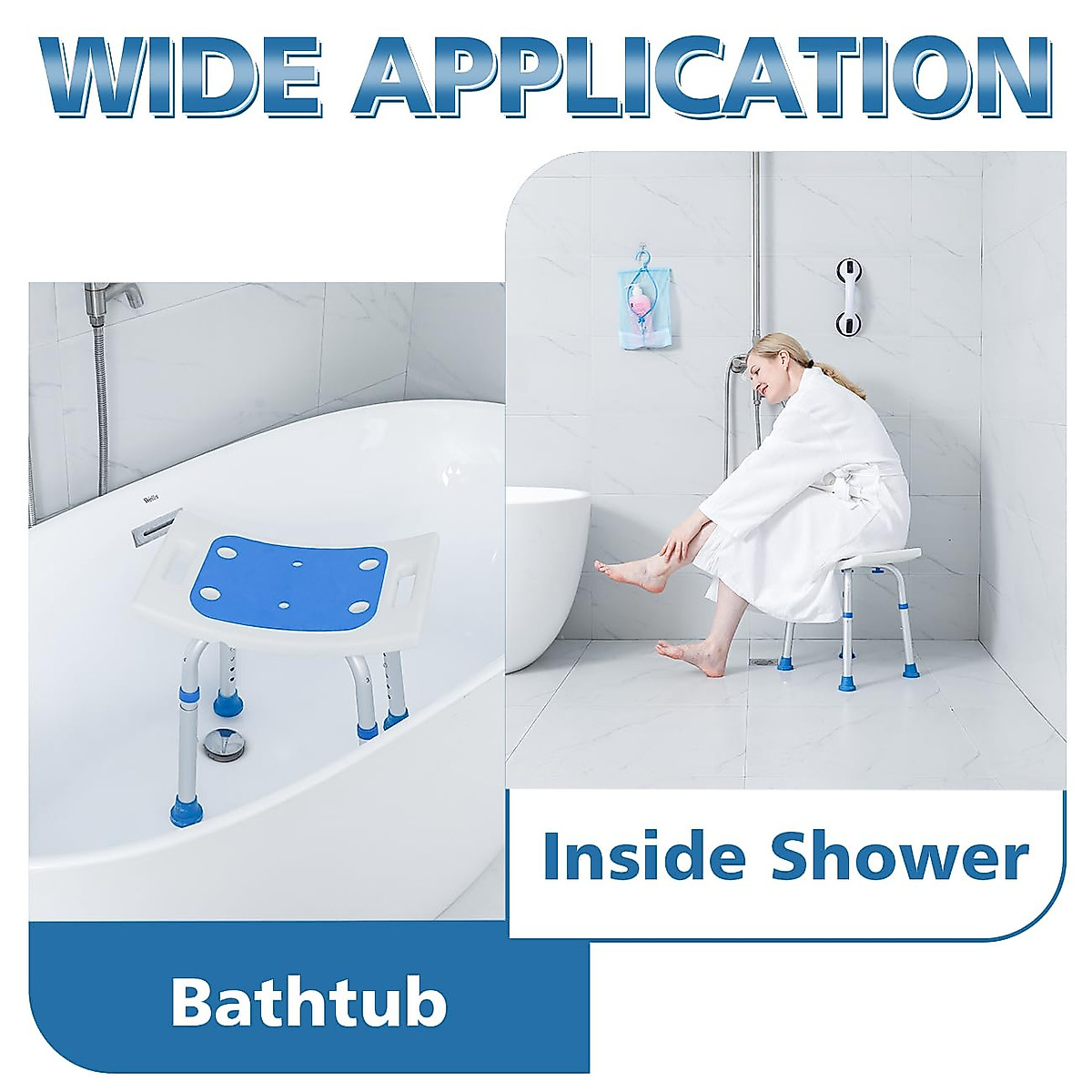 FSA/HSA Eligible Shower Chair for Inside Shower, Shower Stool with Free Bath Loofah, Tool-Free Assembly Shower Seat for Bathtub, Shower Bath Chairs for Seniors/Disabled by DUALECO