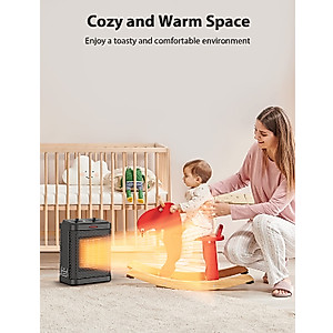 Space Heater, Small Space Heater for Indoor Use, 1500W/900W PTC Ceramic Space Heater with Thermostat, 3 Modes, Safety Quiet Heating, Multiple Protection, Portable Heater for Office Room Desk Use