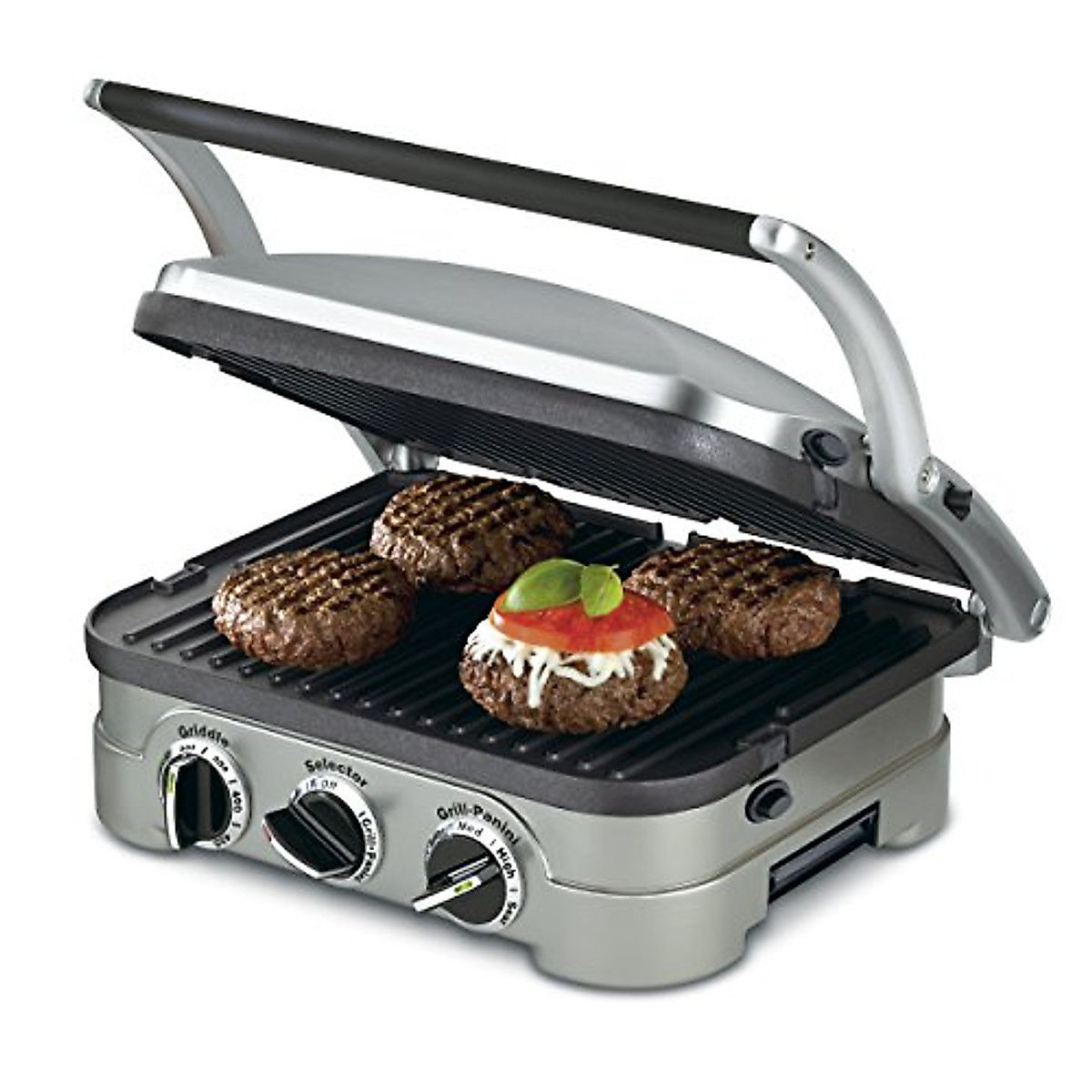 Cuisinart GR-4N 5-in-1 Griddler, Silver, Black Dials (Renewed)