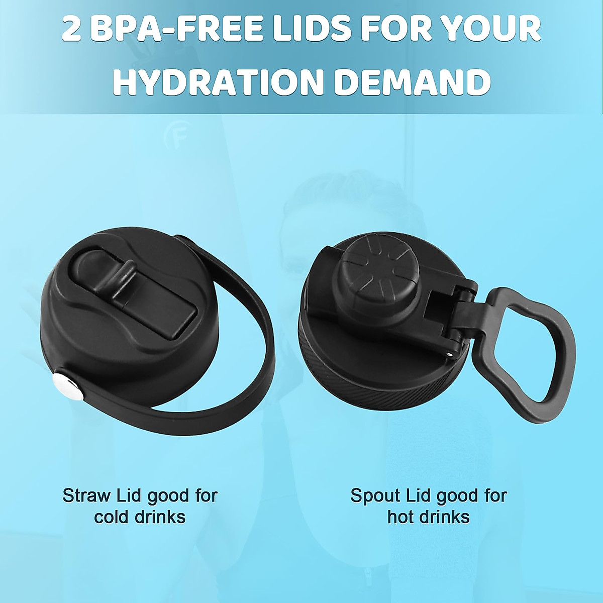 Futtumy Stainless Steel Water Bottle with Straw, 32oz Water Bottle with Spout Lid and Straw Lid, Double Wall Vacuum Insulated Water Bottle, Thermal Bottle for Sports Travel School Gym (Blue gradient)