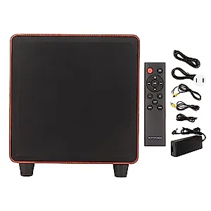 Luqeeg Subwoofer Speaker, 100‑240V Heat Dissipation 10 Inch Powered Subwoofer Easy Operation 300W Synthetic Fiber Wood for Indoor (US Plug), LUQEEG3GW6ZE2SHO-13