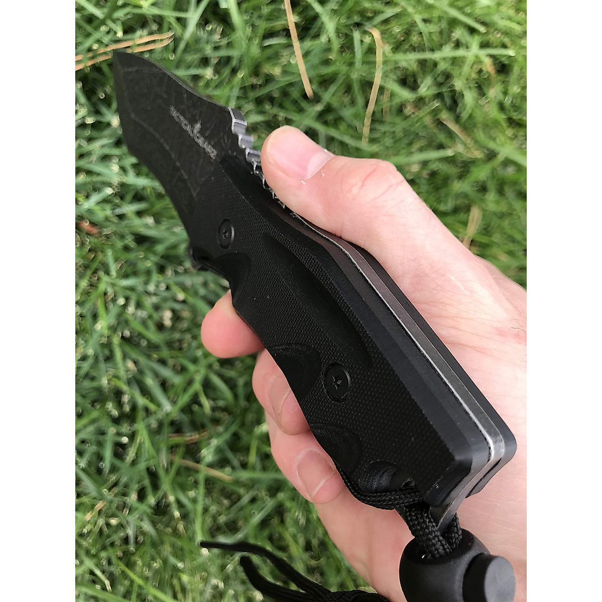 TACTICAL GEARZ TG Targ ST, 9.5" Straight Hunting Knife w/Sheath! Solid 440c Stainless Steel Acid Etched Scimitar Blade! Full Tang w/Black G10 Slab Handle!