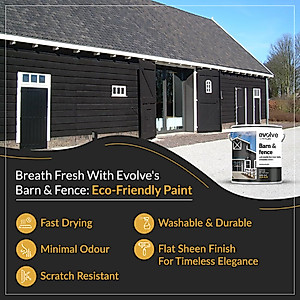 EVOLVE Barn & Fence: Swift Shield High Durability and Scratch-Resistant Paint for Storage Sheds, Outbuildings, and Fences (1 Gallon, Black)