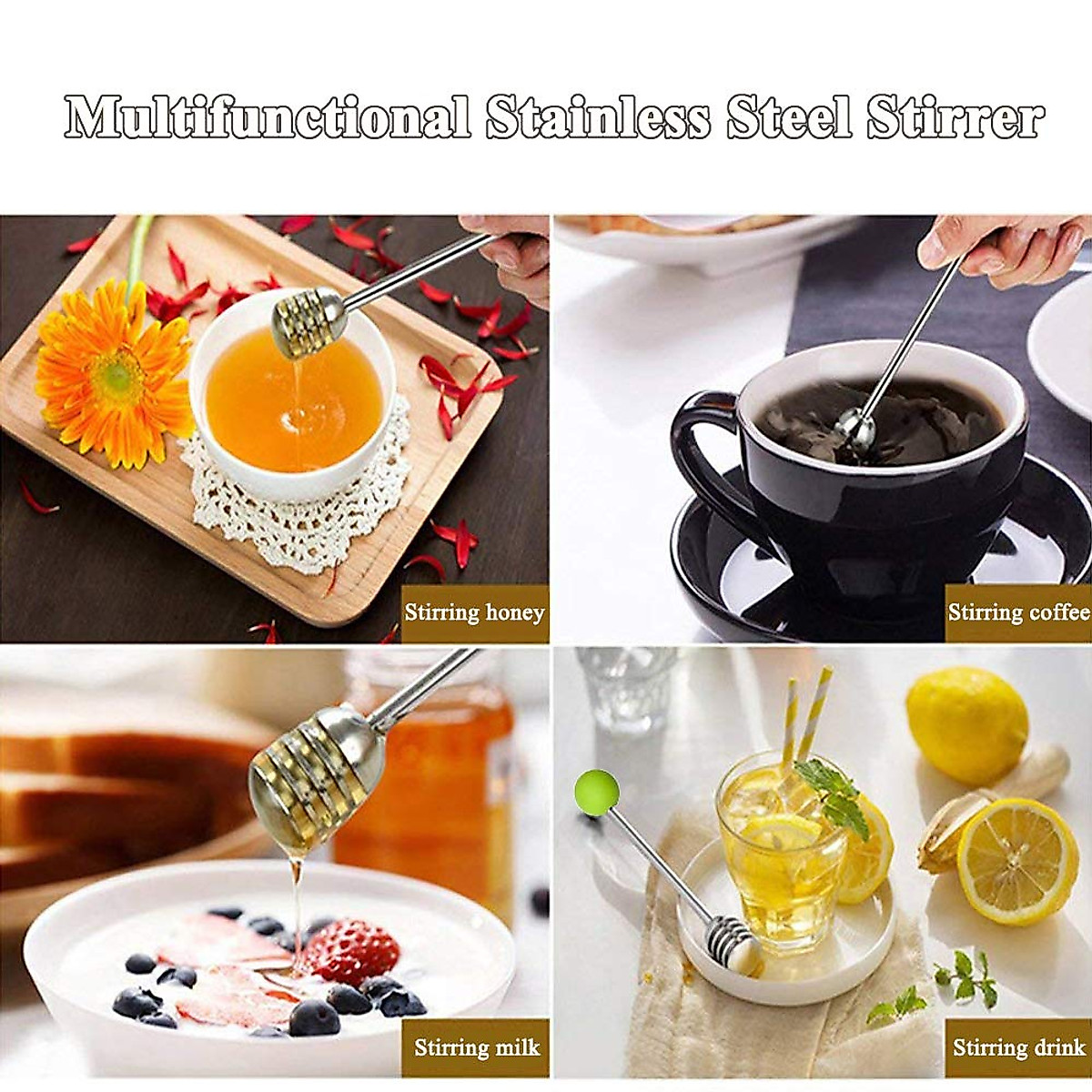 Stainless Steel Honey Dipper Stick 6.3 Inch Honey Wand Server for Honey Pot Dispense Drizzle Honey, Wedding Party Favors, Baby Shower (Green)