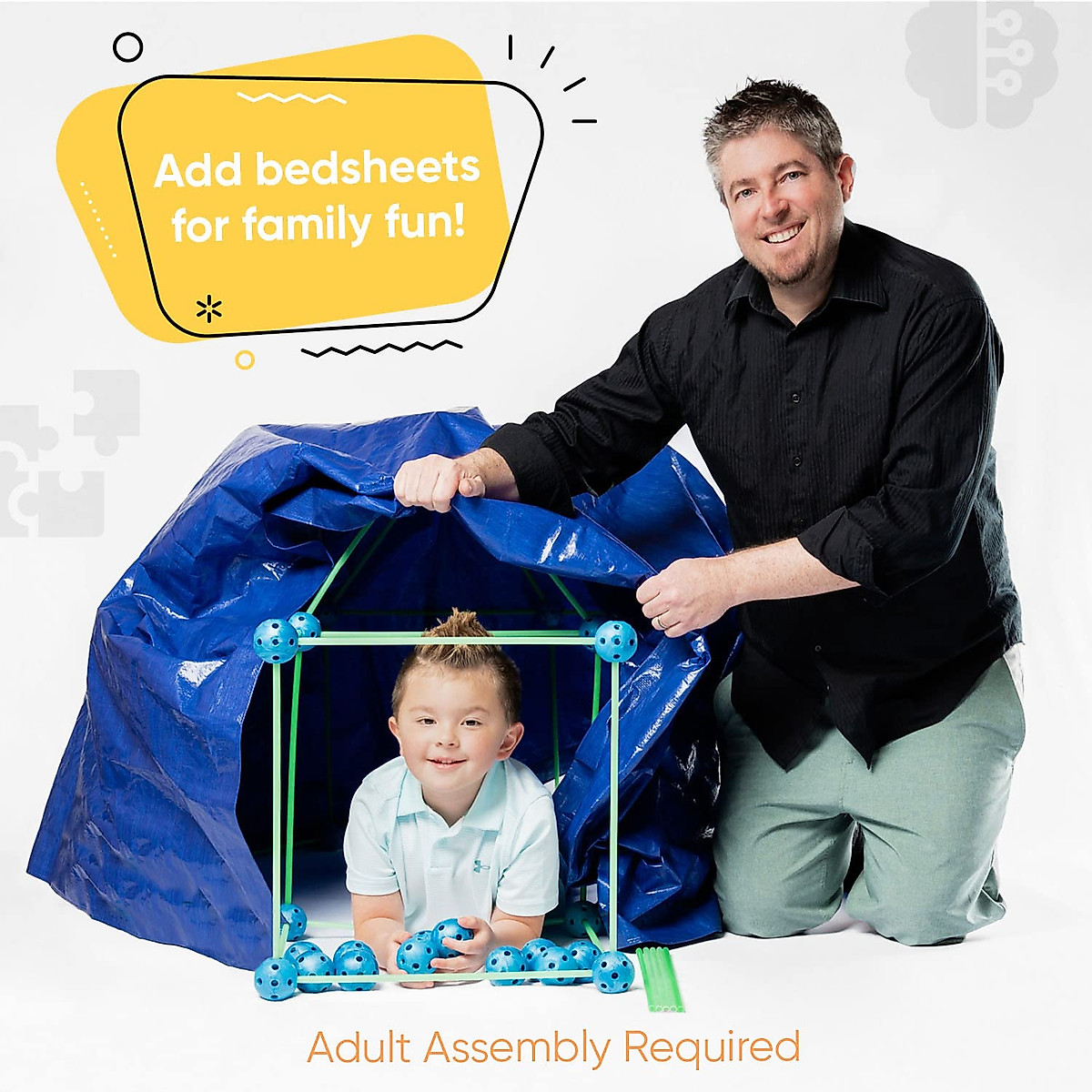 Kangabu Fort Building Kit - 120 Pieces - Glow Fort Building Set for Kids Ages 4-11 - Kids Fort Building Kit, Build a Fort Kit for Kids - Fort Builder, Fort Making Kit, Outdoor and Indoor Fort