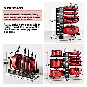 MUDEELA Pan Organizer Rack for Cabinet with 3 DIY Methods and 8-Tier Adjustable Heavy Duty Pan Organizer Rack for Cabinet Bundle