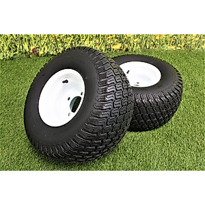 Antego Tire & Wheel - Set of Two 18x9.50-8 4 Ply Tire & Wheel Assemblies | White 8x7 Wheel | Direct Replacement for Toro/Exmark 110-6883, 120-2249 | Suitable for Golf Carts & Some Craftsman Mowers