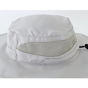 Connectyle Men's Outdoor Mesh Boonie Sun Hat Wide Brim UV Protection Fishing Hat (Grey)