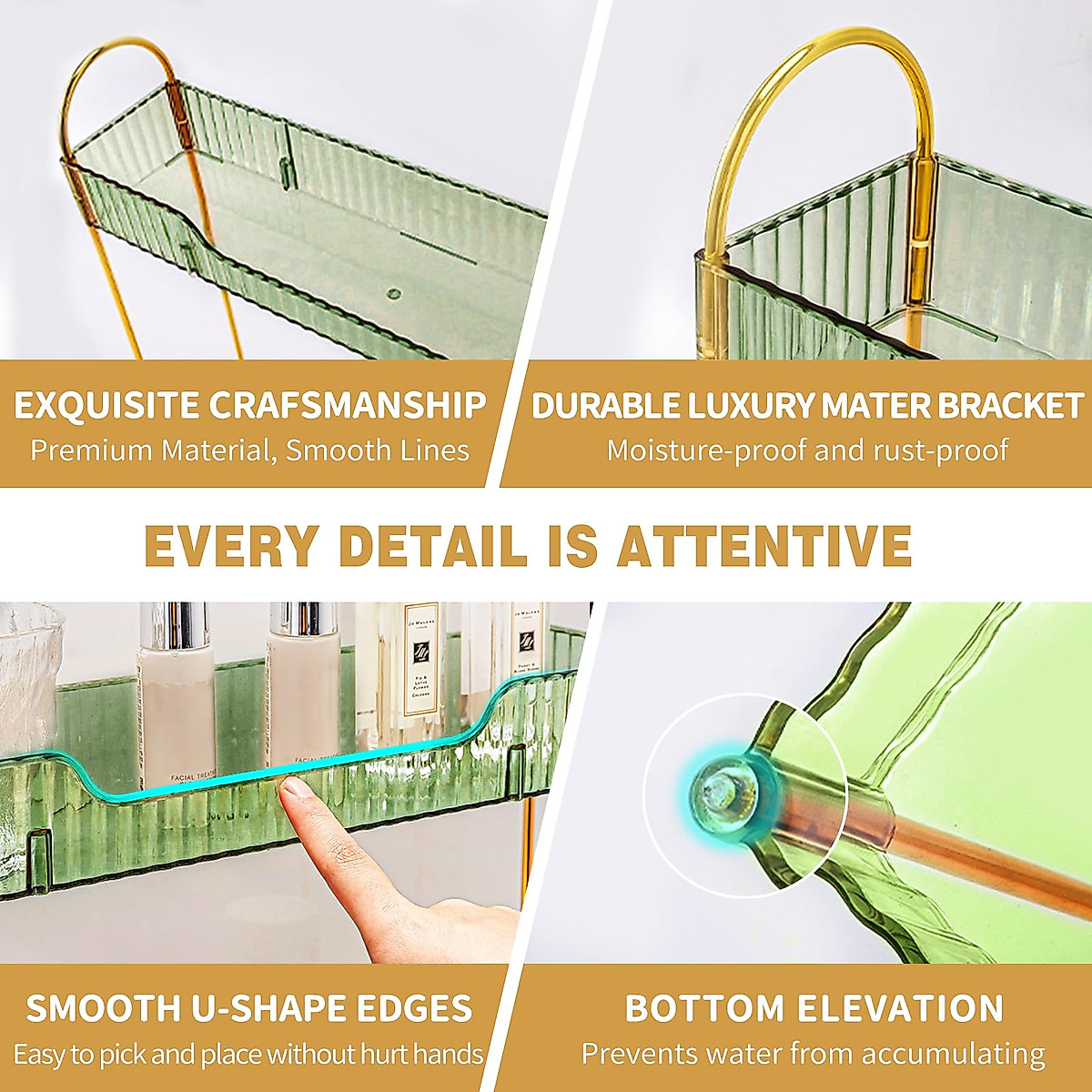 GHWMYD Bathroom Counter Organizer Cosmetics Skincare Shelf Organizer Bathroom Organizer Countertop Makeup Organizer Bathroom Shelf Organizer on The Faucet for Bathroom Kitchen Dresser （Green）