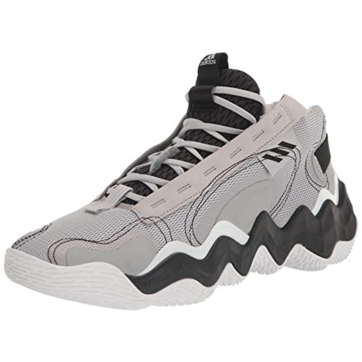 adidas Women's Exhibit B Mid Basketball Shoe, Grey/White/Black, 8