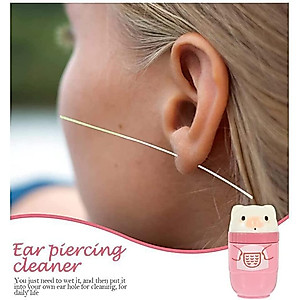 Ujicde 240Pcs Ear Piercing Cleaning Line, Disposable Piercing Aftercare Piercing Cleaning Line, Ear Hole Floss Earrings Hole Care Odor Removal Cleaner Tool for Girls, Women, Men (Color : Pink)