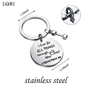 LQRI Workout Keychain Fitness Gift I Can Do All Things Through Christ Who Strengthens Me Bodybuilder Gift Trainer Gift